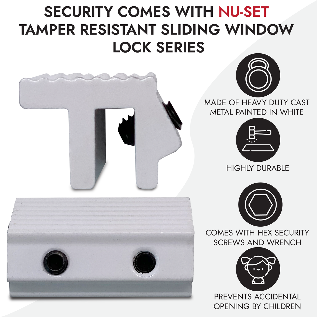 Double Hex Screw Tamper Resistant Sliding Windows Locks, White, 2213 ...