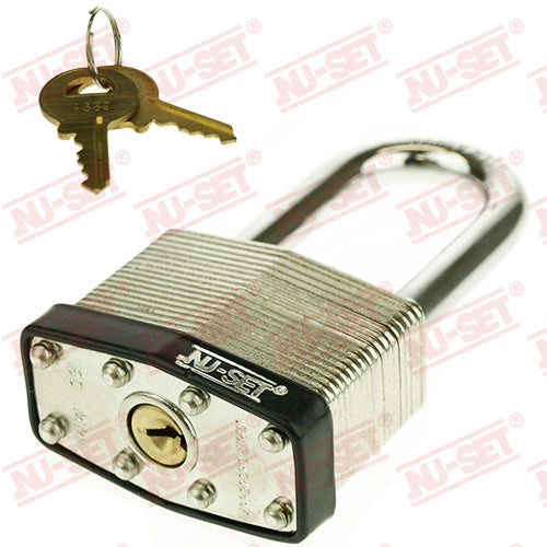 NuSet 2-Inch 50mm Keyed Alike A802 Padlock, Long Shackle, Laminated ...