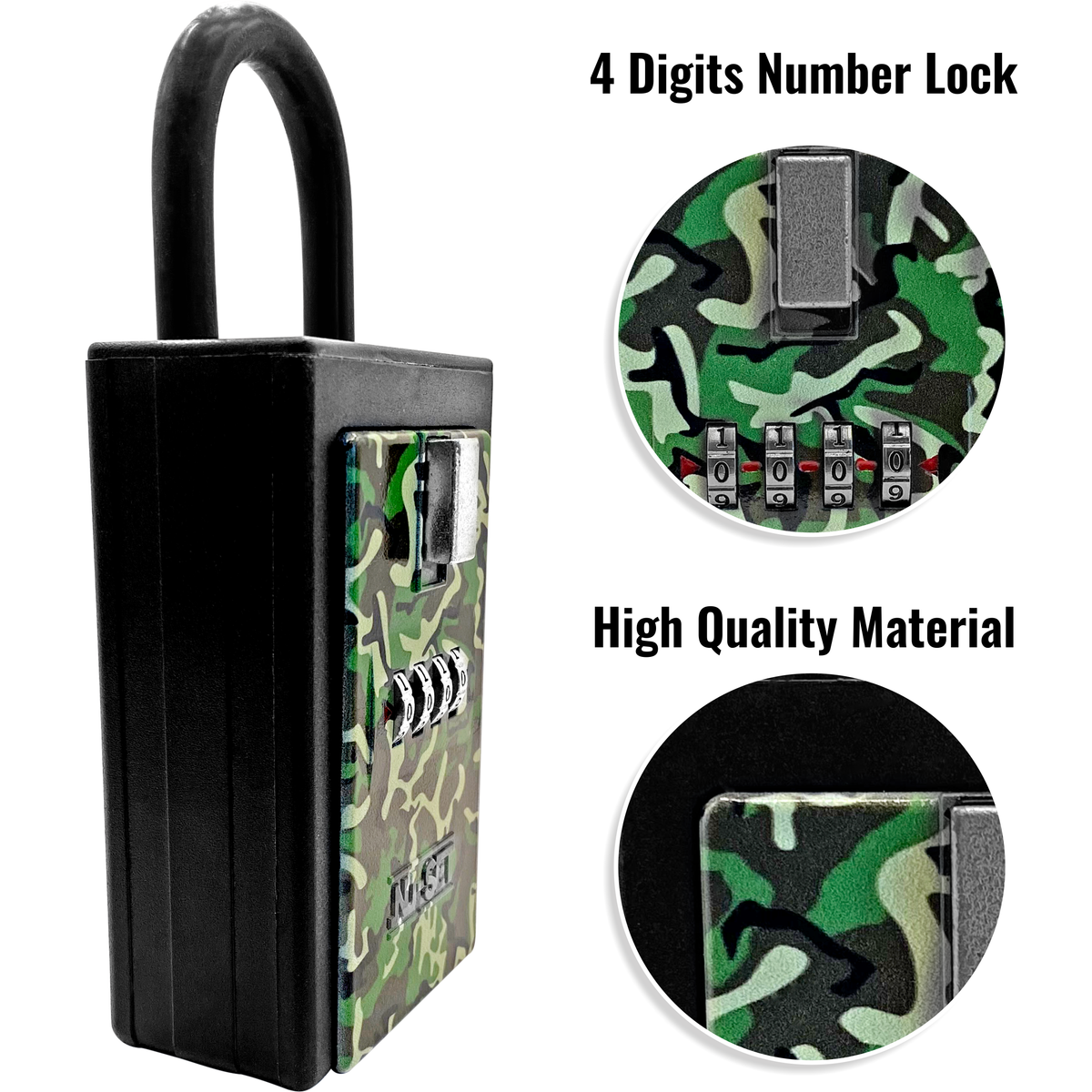 NUSET 4 Digit Number Combination Key Card Storage Lockbox In Camouflag ...